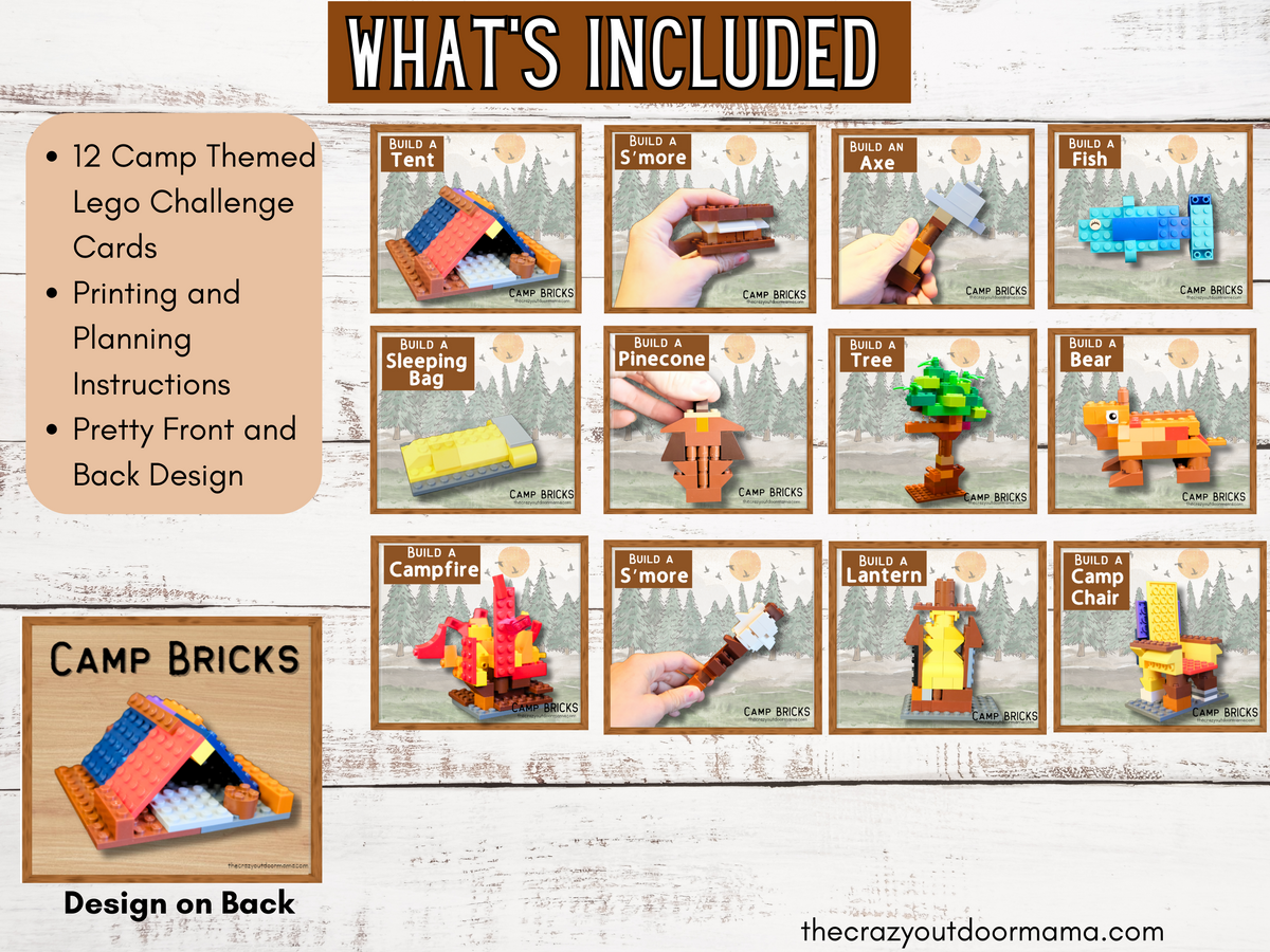 12 LEGO Challenge Card Printables - Camping Themed Activity w/Printabl ...